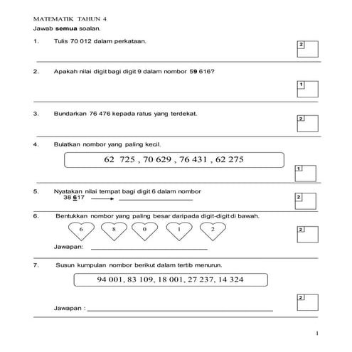 Ujian Mac Matematik Tahun2 K2 Docx