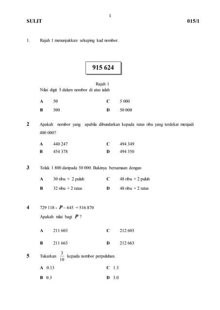 Matematik tahun 4 kertas 2 | DOCX