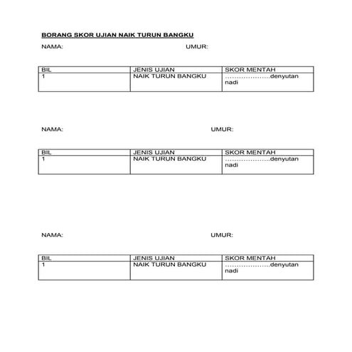 Ujian naik turun bangku | DOCX