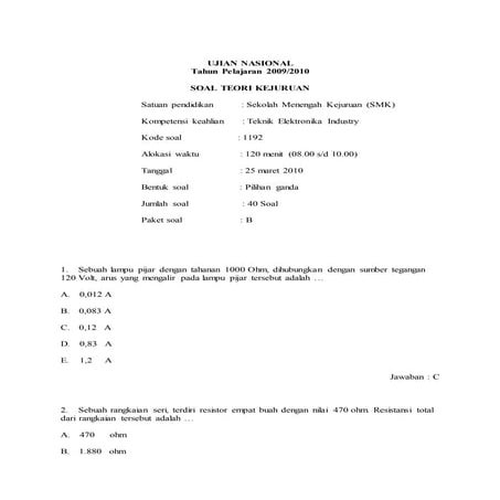 Ujian nasional 2010 | DOCX