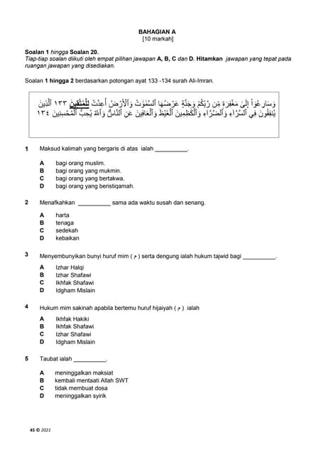 Soalan pendidikan islam tingkatan 1 | DOCX