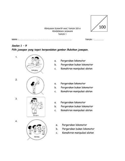Pendidikan kesihatan tahun 1 soalan kuiz | PDF