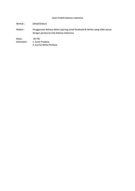 Ujian praktek bahasa indonesia kelas XII | DOCX