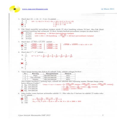 Ujian sekolah kelas 9 semester ii 2013 kabupaten sampang | PDF | Education