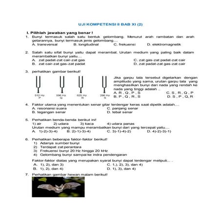 UJI KOMPETENSI II BAB XI BUNYI.docx