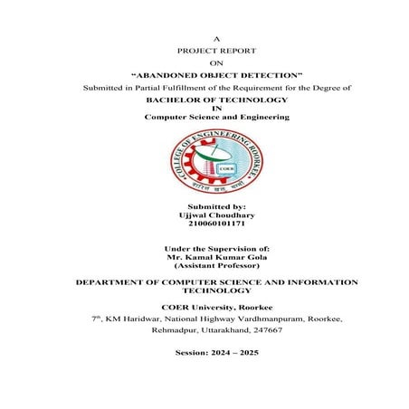 ABANDONED OBJECT DETECTION IS MACHINE LEARNING PROJECT | PDF