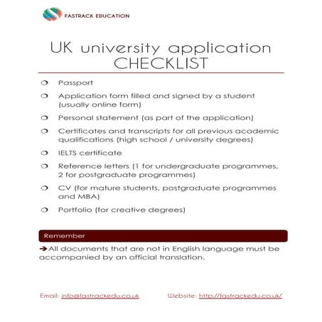 Uk university-checklist | PDF