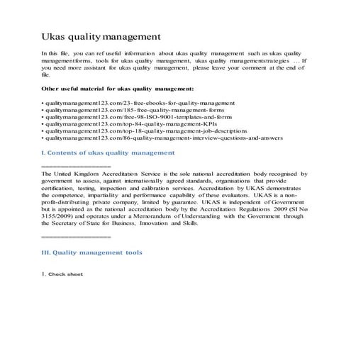 Ukas quality management | DOCX