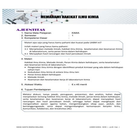 Ukbm 1 kimia x | PDF