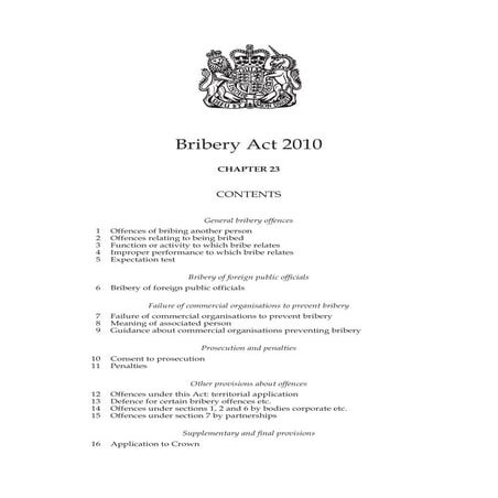 Uk Bribery Act Adopted 8 April 2010 | PDF