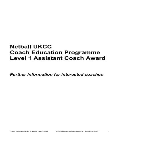 UKCC Level 1 Netball | PDF
