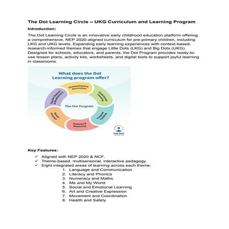 UKG Learning Curriculum for Pre primary Schools | PDF