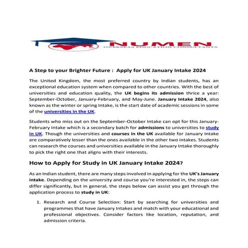 Upcoming Intakes UK: A Comprehensive Guide to Application Deadlines | PPTX