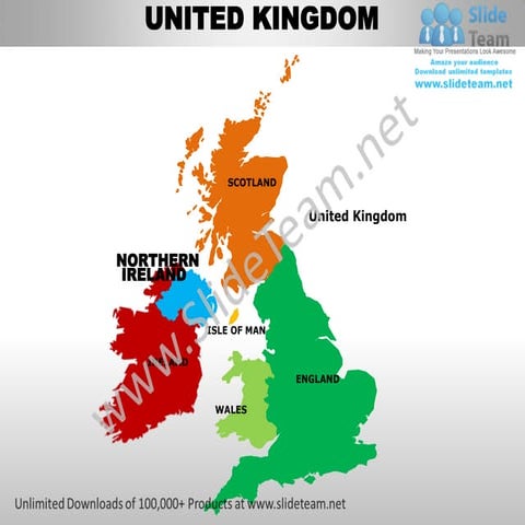 Uk northern ireland country editable powerpoint maps with states and ...