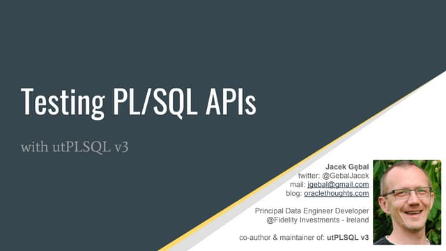 Ukoug Webinar Testing Plsql Apis With Utplsql V3 Pdf