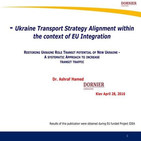 Ukraine transport strategy alignment within the context of eu ...