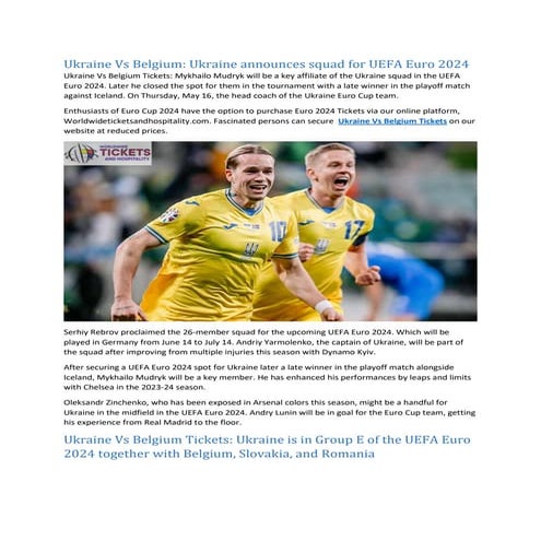 Ukraine Vs Belgium Ukraine Euro 2024 Squad Rebrov's Selections Revealed ...