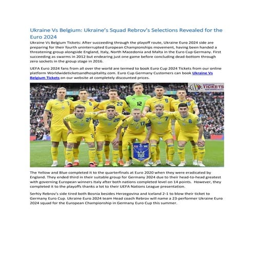 Ukraine Vs Belgium Ukraine Euro 2024 Squad Rebrov's Selections Revealed ...