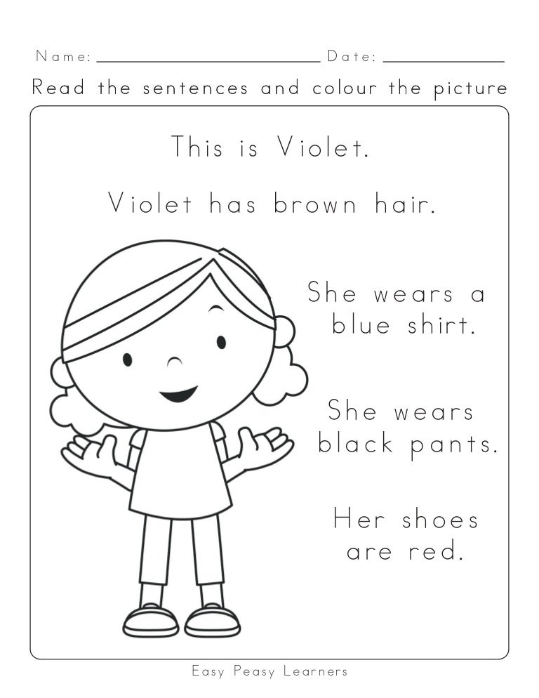 Uk spelling read and colour reading comprehension worksheets