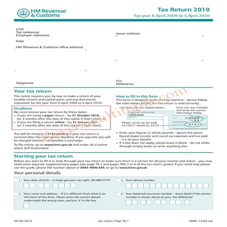 UK tax return 2010 | PDF