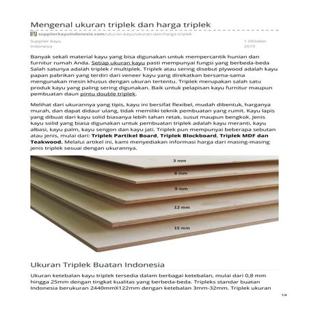 Ukuran dan harga triplek | PDF