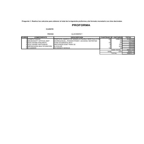 EJERCICIO PROFORMAS | PDF