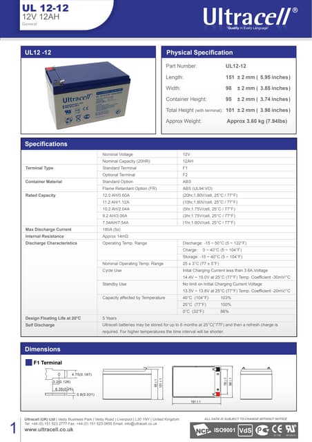 Narada 200 ah Data sheet | PDF | Consumer Electronics | Technology & Computing