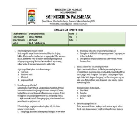 Ulangan Bab 1 Bahasa Indonesia Kelas VII .docx