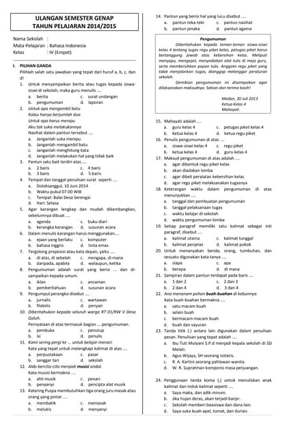 Soal Pilihan Ganda Bahasa Indonesia Kelas 4 TA 2024_2025.docx