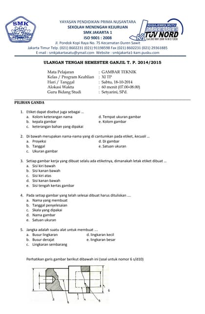 garis dan kegunaannya pada gambar teknik | PPTX