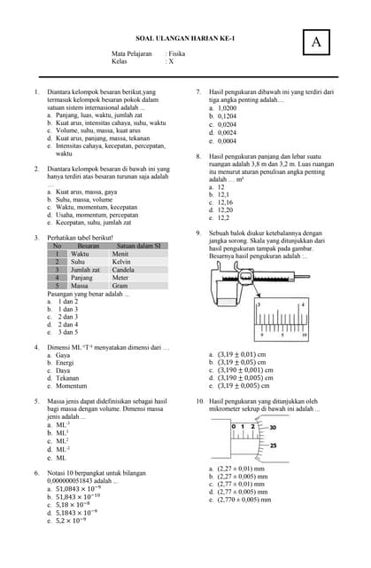 Soal tentang satuan dan besaran''