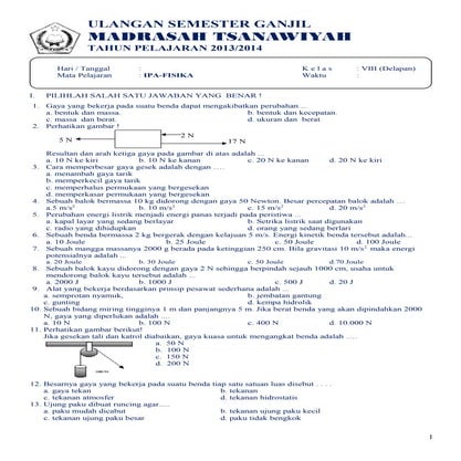 Ulangan semester ganjil viii 13 14 MTSN DENANYAR | PDF