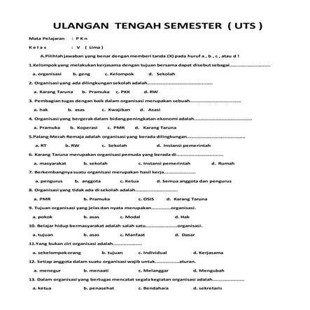 Soal Latihan Ulangan Tengah Semester SD Kelas V (5) | PDF