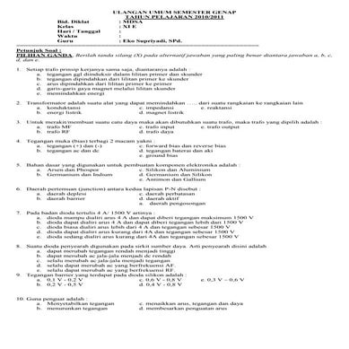 Ulangan umum semester genap 2011 oke | PDF