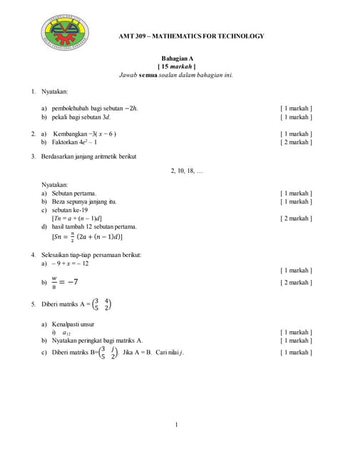 Soalan matematik tingkatan 4 ppt 2019 | PDF