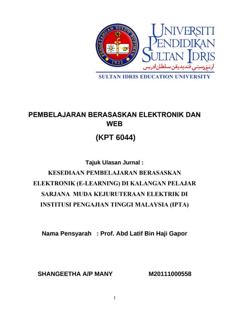 Tugasan 1 analisis jurnal | PPT