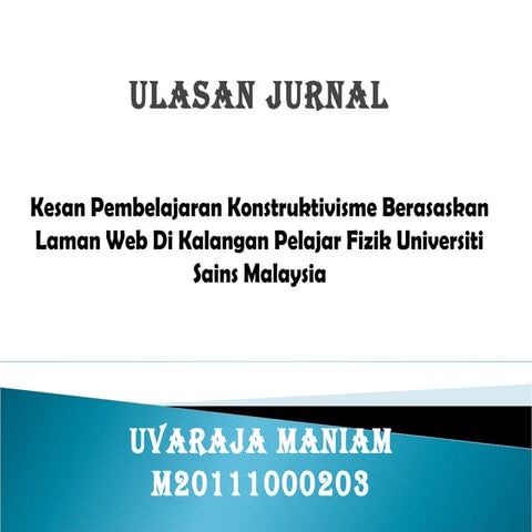 Ulasan jurnal uvaraja maniam | PPT