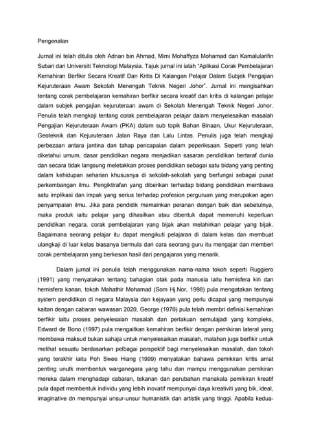 Contoh Refleksi Assignment IPG | PDF