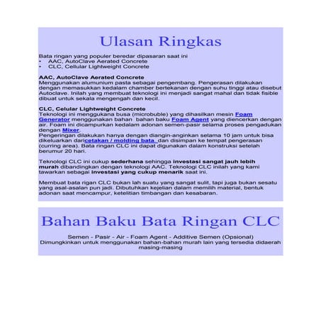Ulasan ringkas bata ringan | DOCX