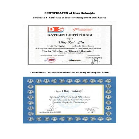 Ulas Kulaoglu Certificates 2 | DOC