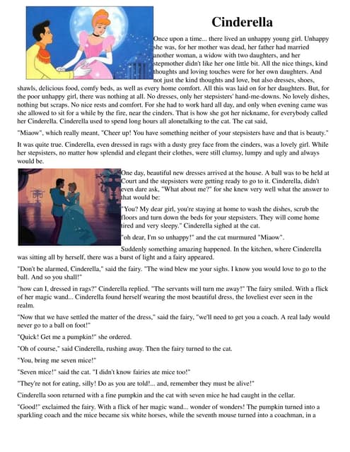Cinderella fairytale short story analysis | PPTX
