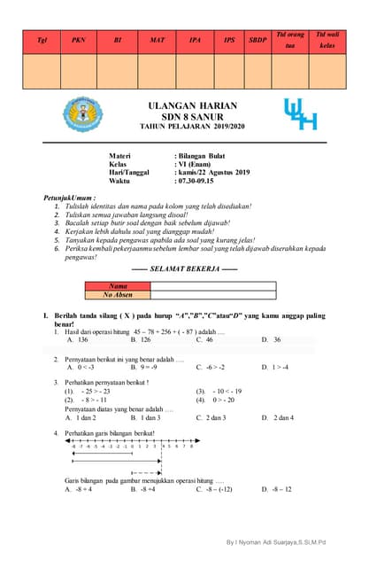 SOAL MATEMATIKA SMP KELAS 7 | DOCX