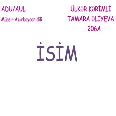 ISIM ULKAR KARIMLI AUL/ADU | PPTX