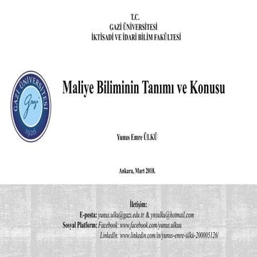 1) ULKU (2018) - Maliye Biliminin Tanımı ve Konusu | PPTX