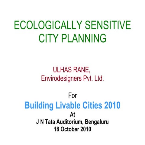 Ecologically Sensitive Urban Design : Ullas Rane: Building Livable ...