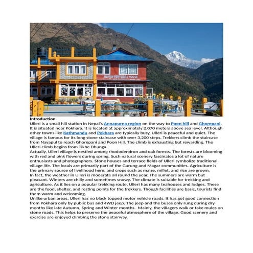 Ulleri is a small hill station in Nepal's Annapurna region on the way ...