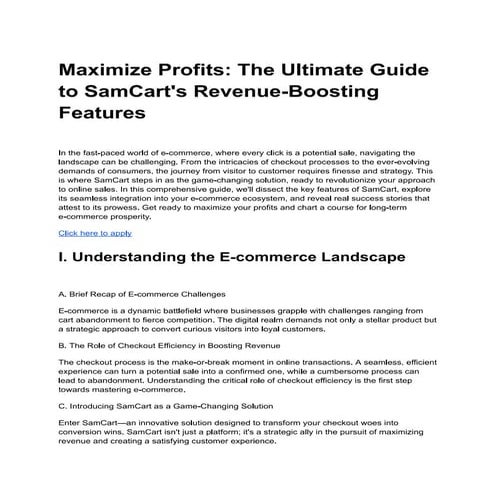 Maximize Profits: The Ultimate Guide to SamCart's Revenue-Boosting Features | PDF