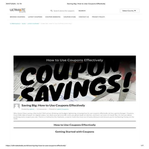 Saving Big: How to Use Coupons Effectively | PDF
