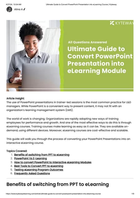 Steps to Convert PowerPoint Presentation to E-learning using Articulate Storyline 360 | PDF