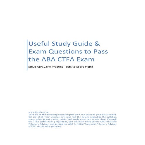 Ultimate Study Guide and Exam Questions to Succeed in the ABA CTFA Exam.pdf